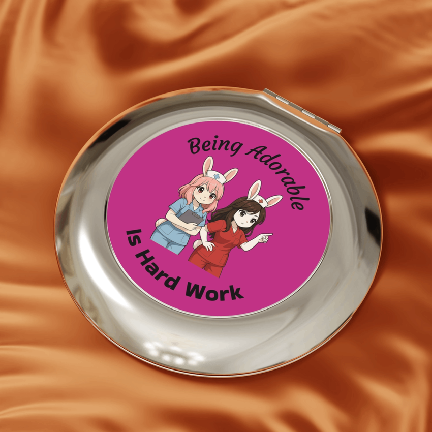 Cute Nurse Anime Compact Travel Mirror - Being Adorable Is Hard Work M ...